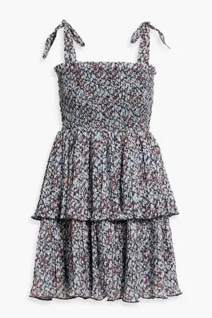 GANNI Tiered Printed Mini Dress
