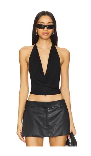 Superdown Rubie Cowl Neck Top - Black