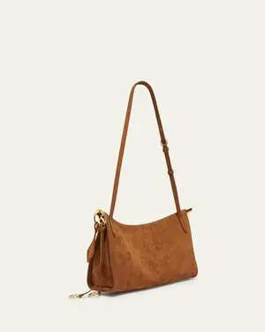 Alaïa Le Click Medium Suede Shoulder Bag - Anthracite