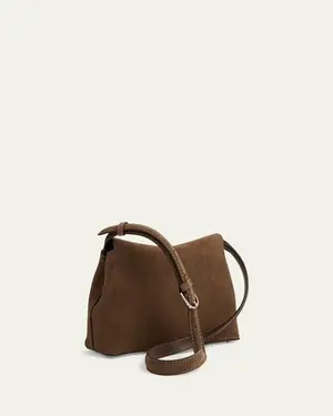 TOTEME T-lock Suede Clutch Bag - Tobacco
