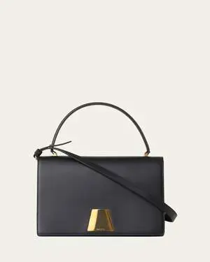 Akris Alice Flap Leather Crossbody Bag - Black