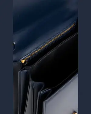 Akris Alice Flap Leather Crossbody Bag - Denim