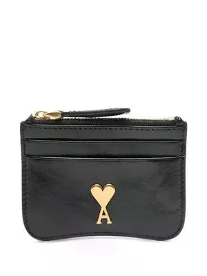 AMI Paris De Coeur-plaque Wallet - Black
