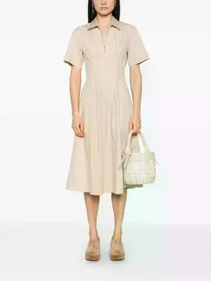 Tory Burch Poplin Pleat-waist Dress - Neutrals