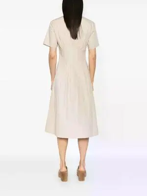 Tory Burch Poplin Pleat-waist Dress - Neutrals