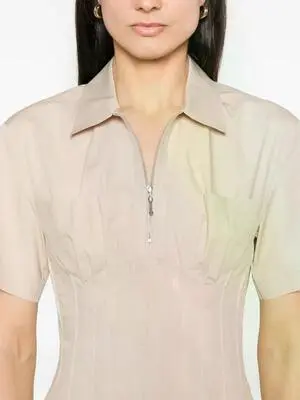 Tory Burch Poplin Pleat-waist Dress - Neutrals