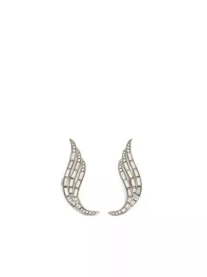 JIL SANDER Wing-shaped Crystal Earrings - Silver
