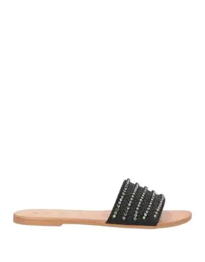 Manebí Raffia Slide Sandals With Crystal Embellishments