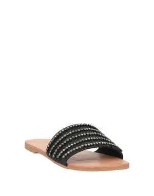 Manebí Raffia Slide Sandals With Crystal Embellishments