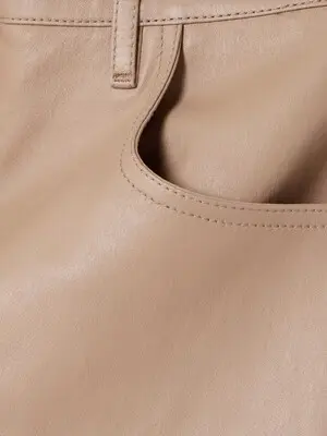 JOSEPH Duke Cropped Straight-leg Leather Pants - Neutrals