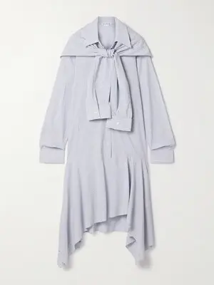 Acne Studios Asymmetric Draped Striped Voile Shirt Dress - Blue