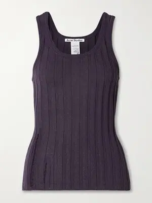 Acne Studios Distressed Ribbed Tank - Purple