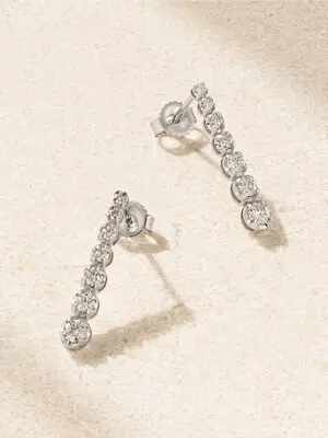 JENNIFER MEYER Mini Graduated 18-karat White Gold Diamond Earrings - Silver