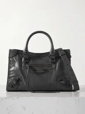 Balenciaga Le City Small Embellished Textured-leather Tote - Gray