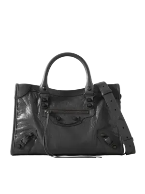 Balenciaga Le City Small Embellished Textured-leather Tote - Gray