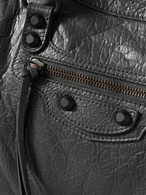 Balenciaga Le City Small Embellished Textured-leather Tote - Gray