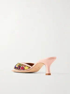 Staud Brigitte Embellished Satin Mules
