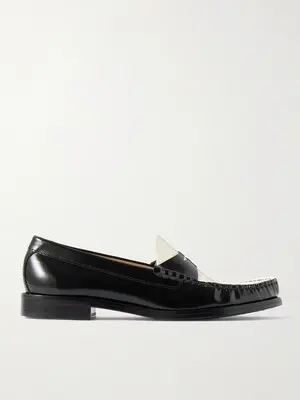 STUART WEITZMAN Lottie Two-tone Leather Loafers