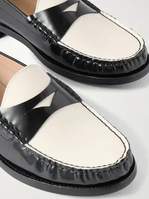 STUART WEITZMAN Lottie Two-tone Leather Loafers