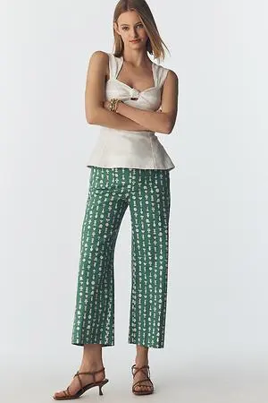 Women's Cropped Printed Wide Leg Pants