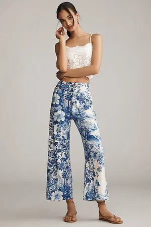 Maeve The Colette Printed Linen Blend Crop Wide-Leg Pants Multicolor