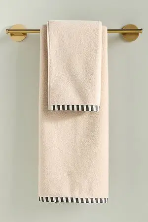 Anthropologie Sloane Stripe Trim Soft Cotton Towel Collection Neutral