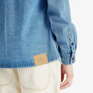 Paul Smith Stripe Embroidered Denim Shirt Jacket - Blue