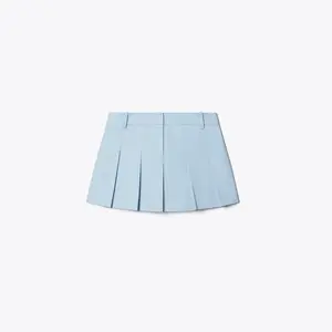 Tory Burch Micro Twill Pleated Short - Ice Floe