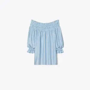 Tory Burch Linen Ruffle Top