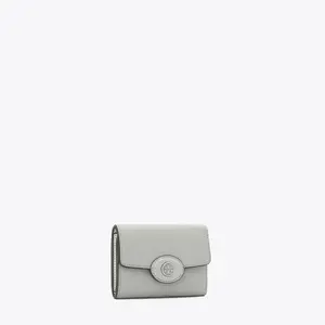 Tory Burch Small Robinson Pebbled Wallet - Light Granite