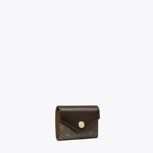 Tory Burch T Monogram Coated Canvas Small Envelope Wallet - French Press