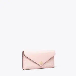 Tory Burch Tory Burch T Monogram Contrast Embossed Envelope Wallet Powder Pink/new Cream