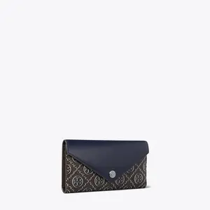 Tory Burch T Monogram Contrast Embossed Envelope Wallet - Tory Navy/john Coco