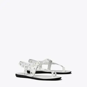 Tory Burch Eyelet Toe Ring Sandal - Cloud/silver