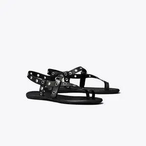 Tory Burch Eyelet Toe Ring Sandal - Perfect Black