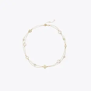 Tory Burch Forget Me Not Layered Necklace - Tory Gold/pink/ivory