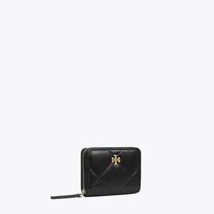 Tory Burch Small Kira Diamond Quilt Zip-around Wallet - Black
