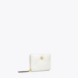 Tory Burch Tory Burch Small Kira Diamond Quilt Zip-Around Wallet Blanc