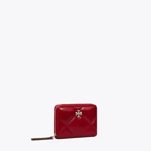 Tory Burch Small Kira Diamond Quilt Zip-around Wallet - Red