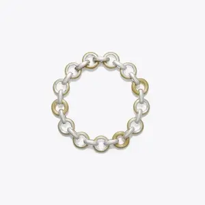 Tory Burch Pierced Link Necklace - Light Silver / Multi
