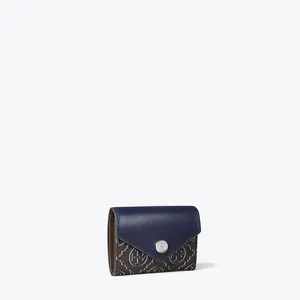 Tory Burch T Monogram Contrast Embossed Small Envelope Wallet - Tory Navy/john Coco