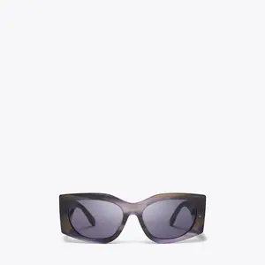 Tory Burch Kira Rectangle Sunglasses - Purple Striated/purple