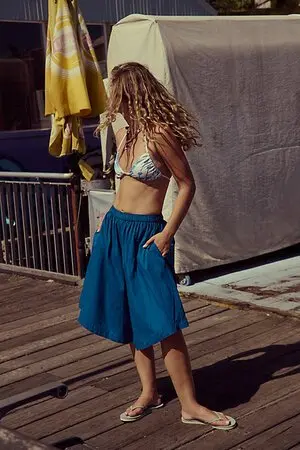 Free People Lucca Culotte Shorts - Deep Blue Sea
