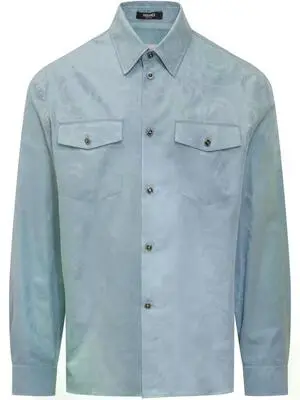 Versace Barocco-jacquard Denim Shirt