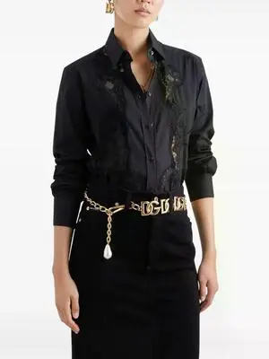 Dolce & Gabbana Dna Lace-inserts Shirt - Black