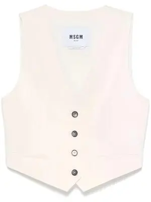 MSGM Slub-texture Waistcoat - Neutrals