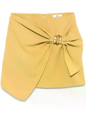Elisabetta Franchi Crepe Mini Skirt With Bow - Green