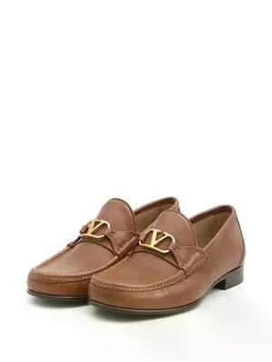 Valentino Garavani Vlogo Signature Leather Loafers - Brown