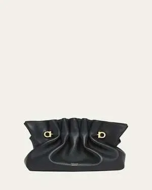 FERRAGAMO Small Gancio Piercing Shoulder Bag - Nero