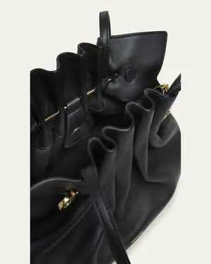 FERRAGAMO Small Gancio Piercing Shoulder Bag - Nero